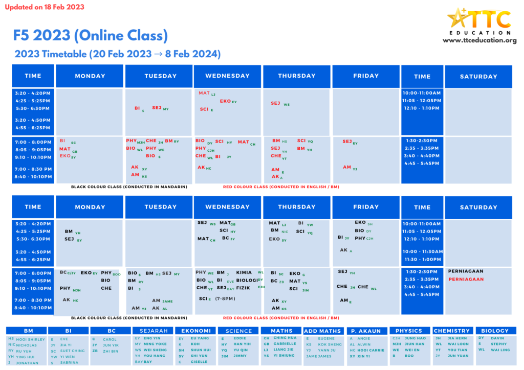 TTC PERMANENT ONLINE TIMETABLE - TTC EDUCATION