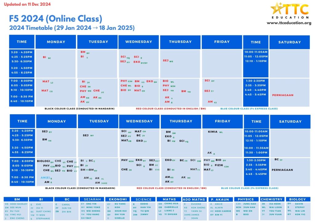 TTC PERMANENT ONLINE TIMETABLE | TTC EDUCATION