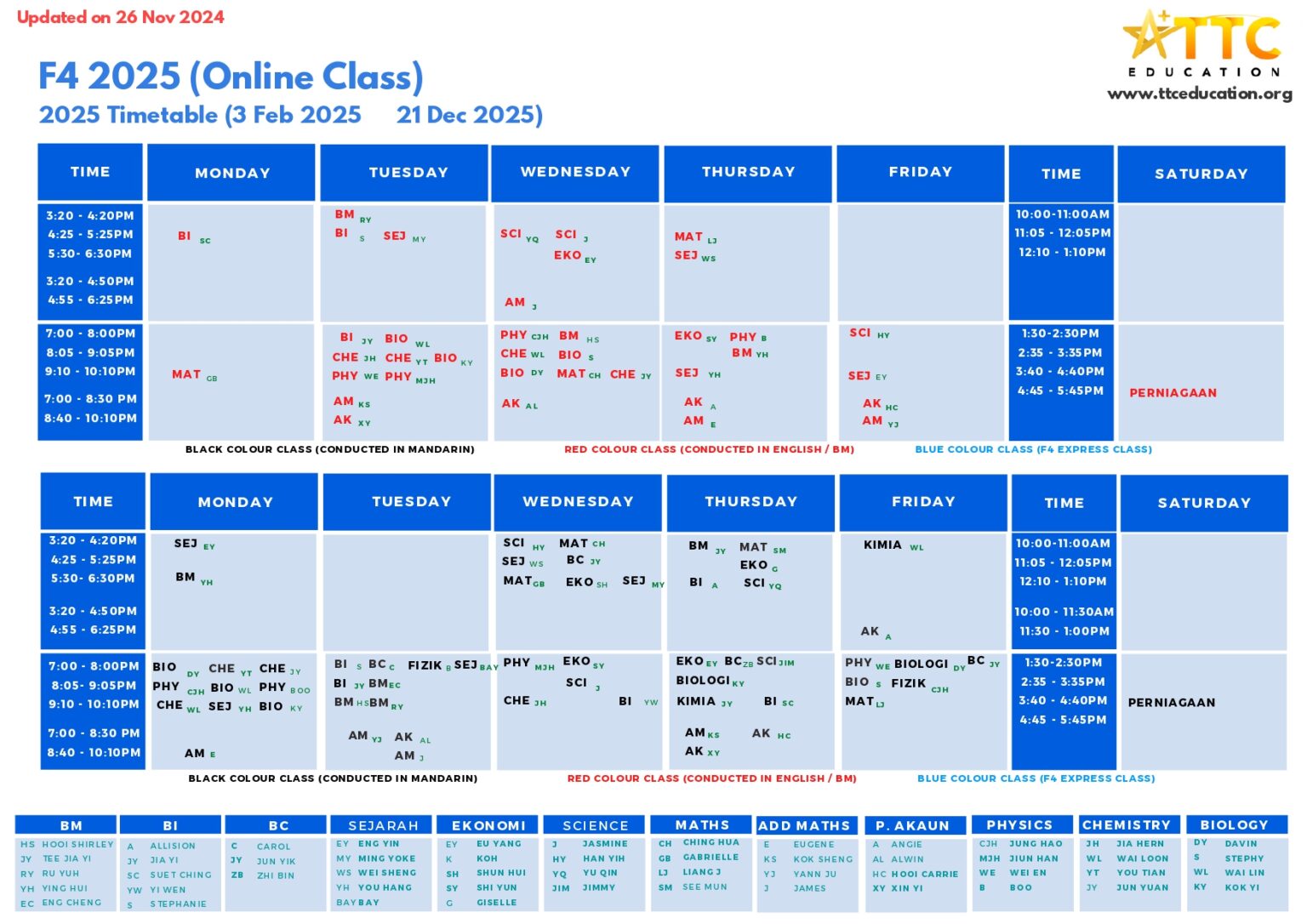 TTC PERMANENT ONLINE TIMETABLE – TTC EDUCATION